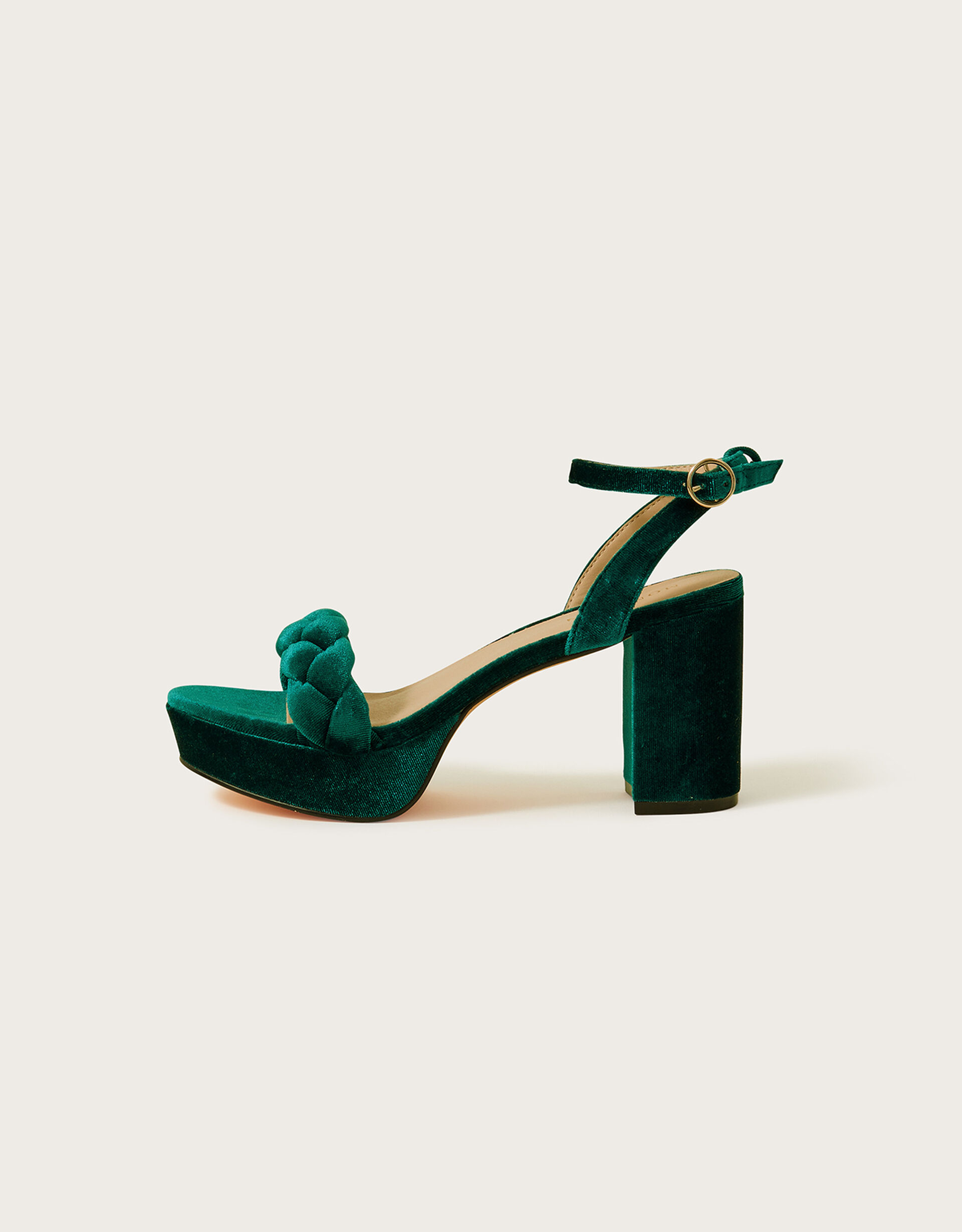 Velvet Plait Platform Heels Teal