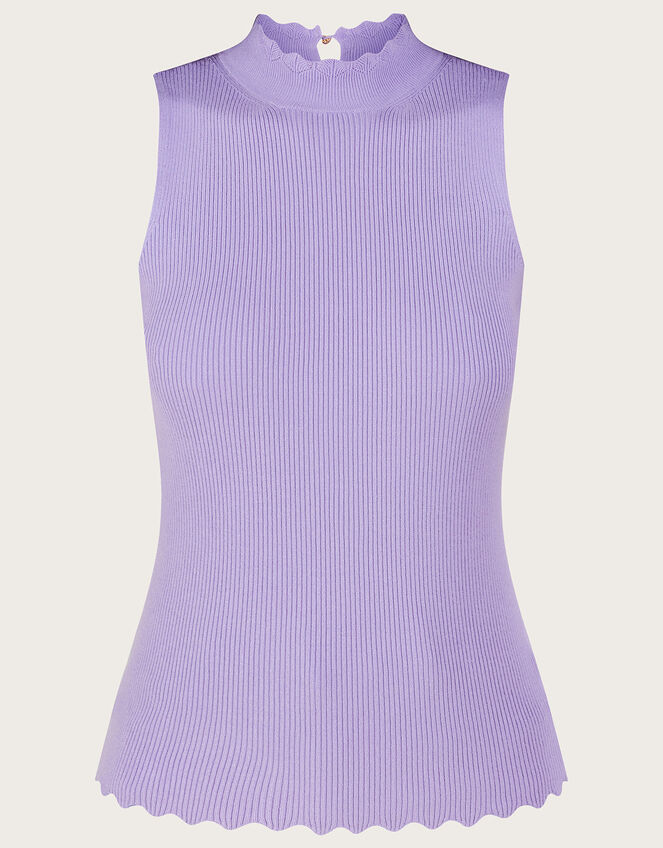 Ribbed Halter Neck Tank Top Purple