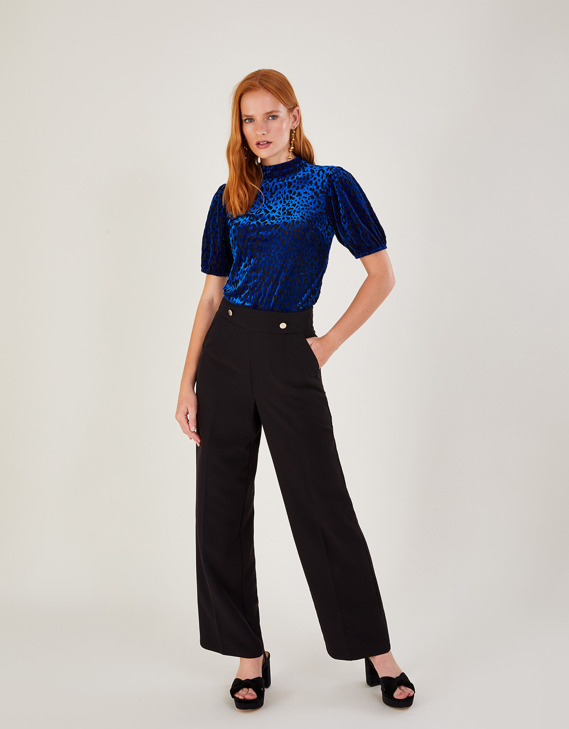 Lucy Animal Devore Top Blue