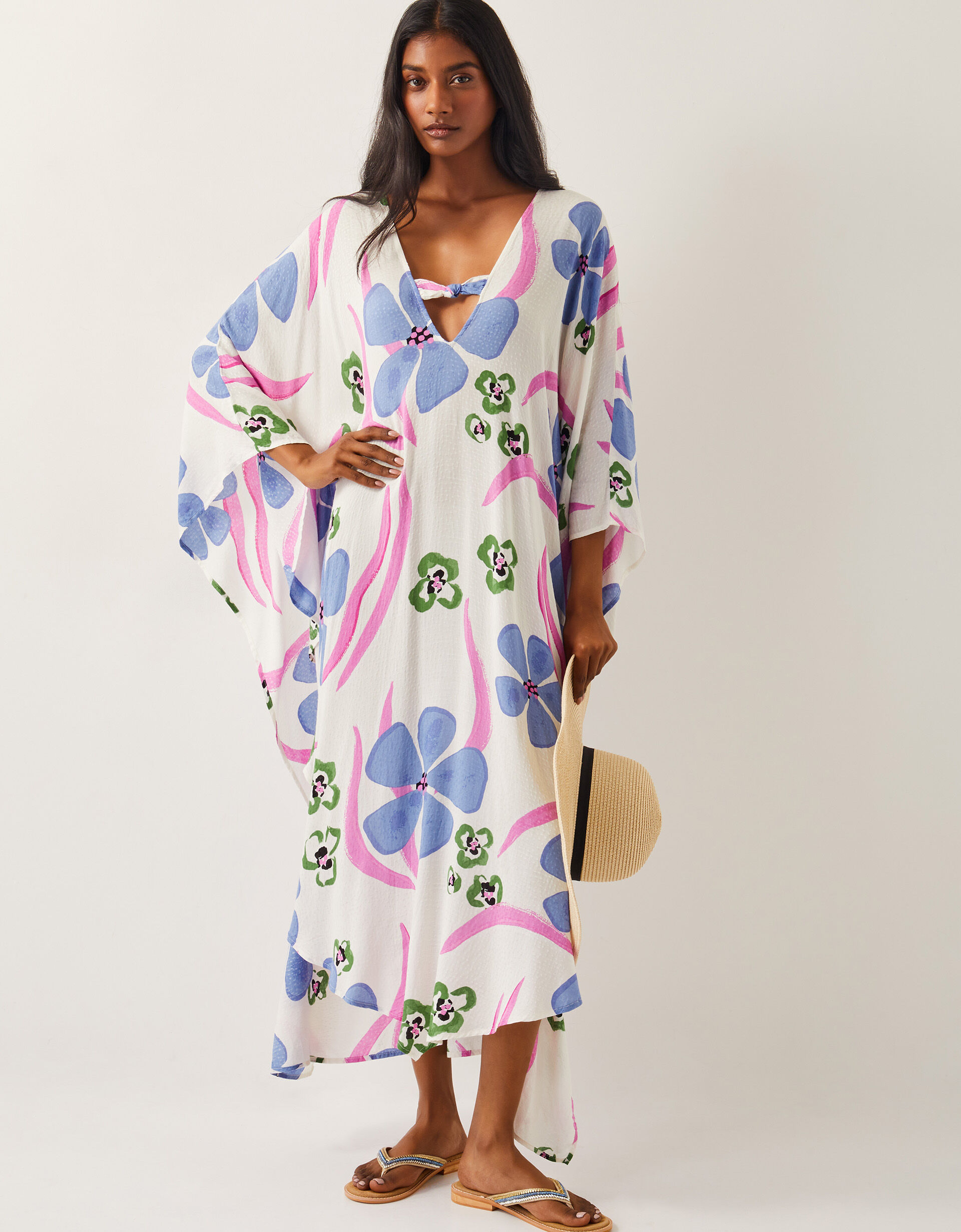 Fiona Maxi Print Kaftan Ivory