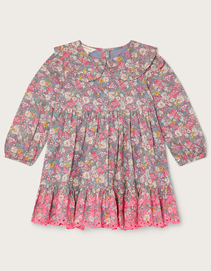 Baby Ditsy Broderie Dress Grey | Baby Girl Dresses | Monsoon UK.