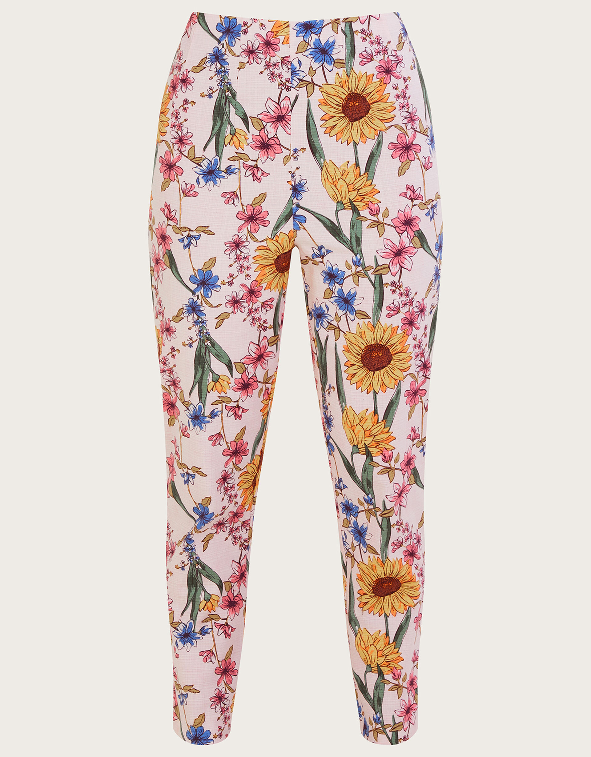 Leilah Floral Print Trousers with Sustainable Cotton Pink | Trousers ...