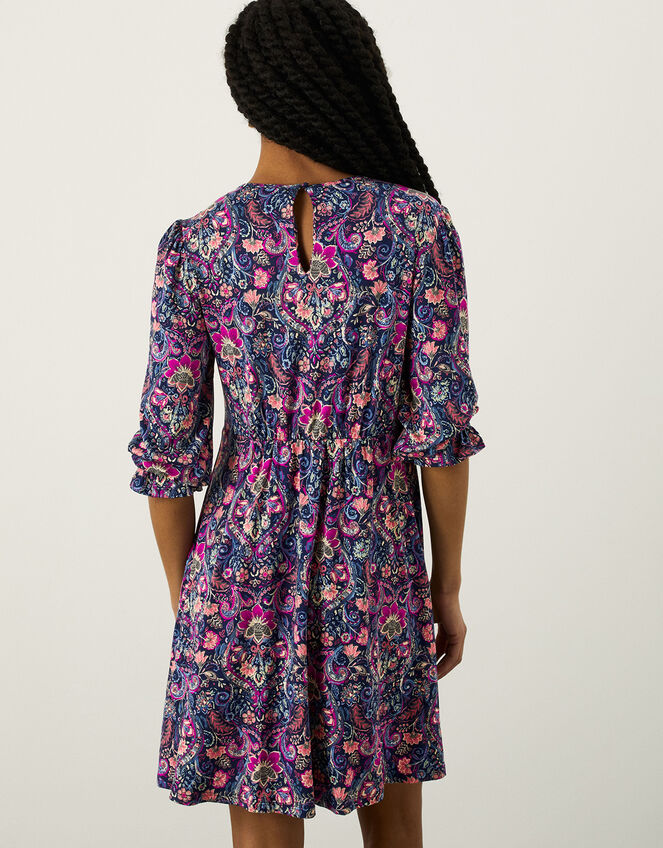 Pleated Print Jersey Dress Blue | Dresses | Monsoon UK.