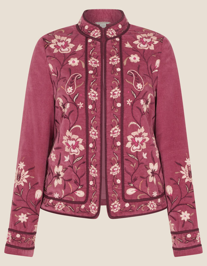 Floral Embroidered Jacket Pink