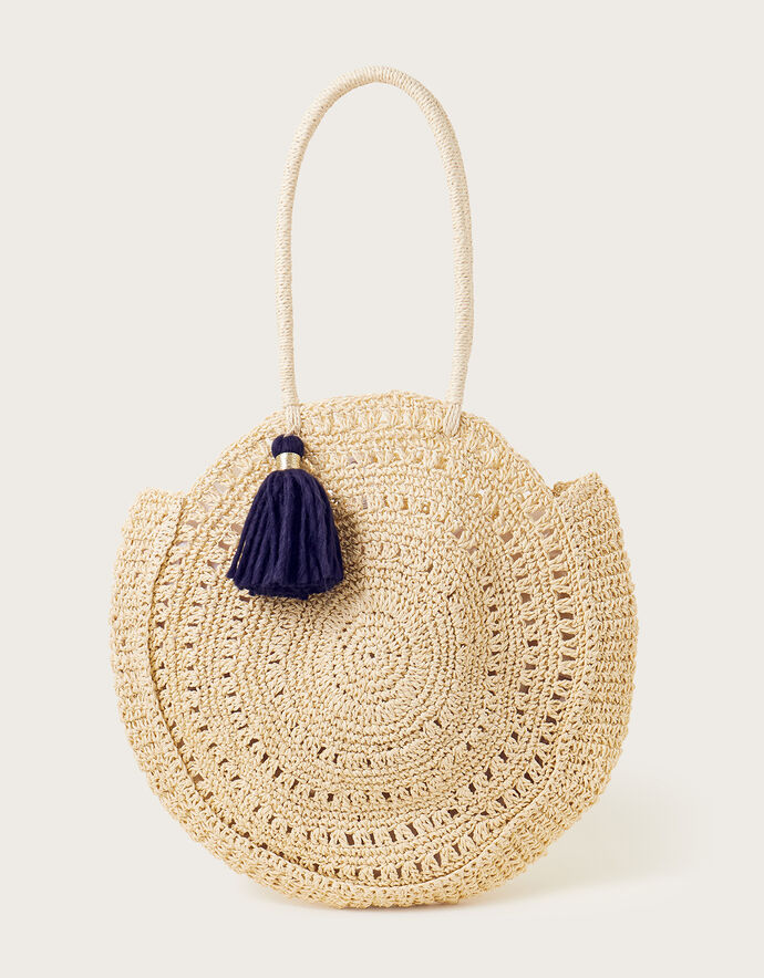 Round Raffia Beach Bag | Accessories | Monsoon UK.