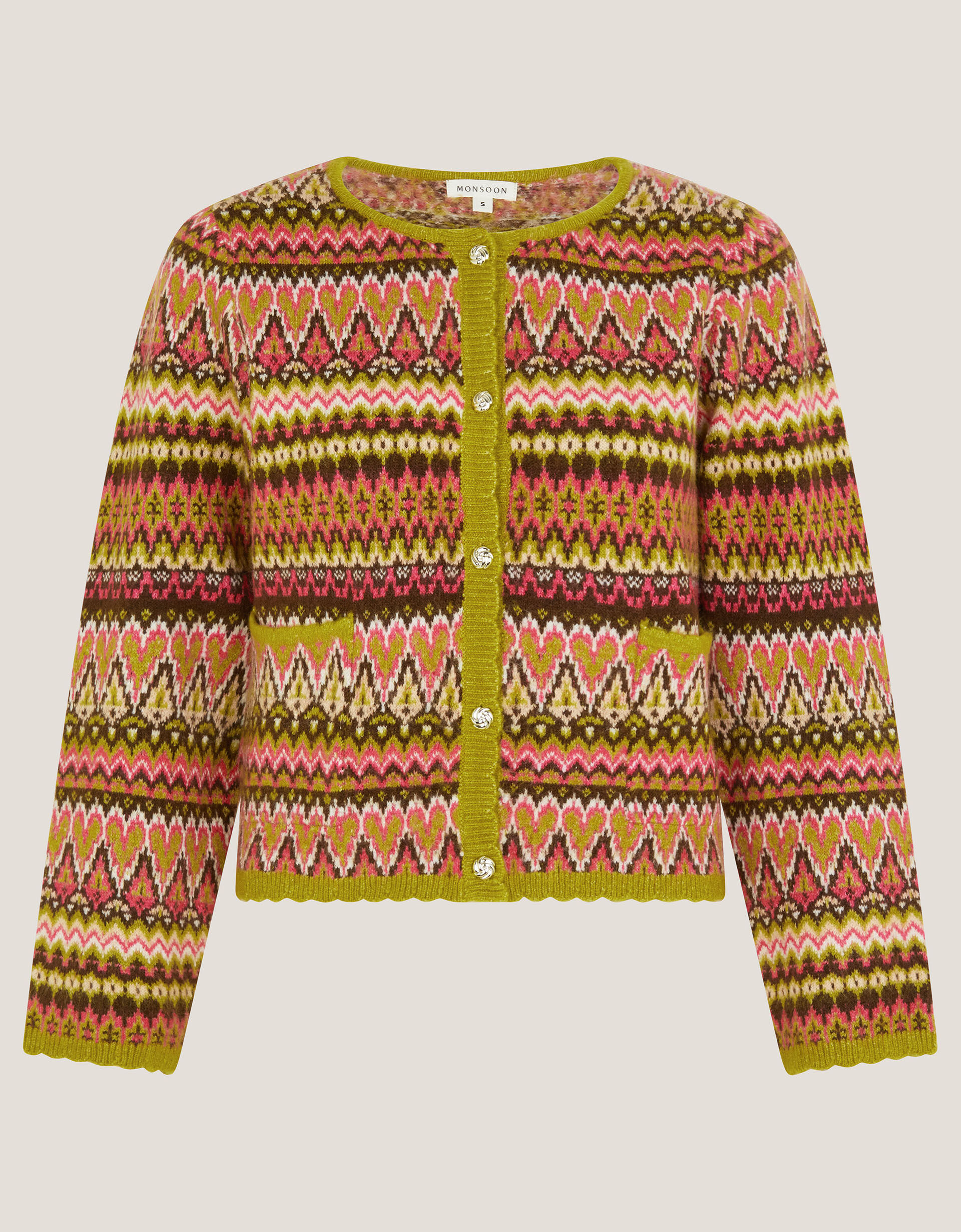 Fiona Fair Isle Cardigan Pink