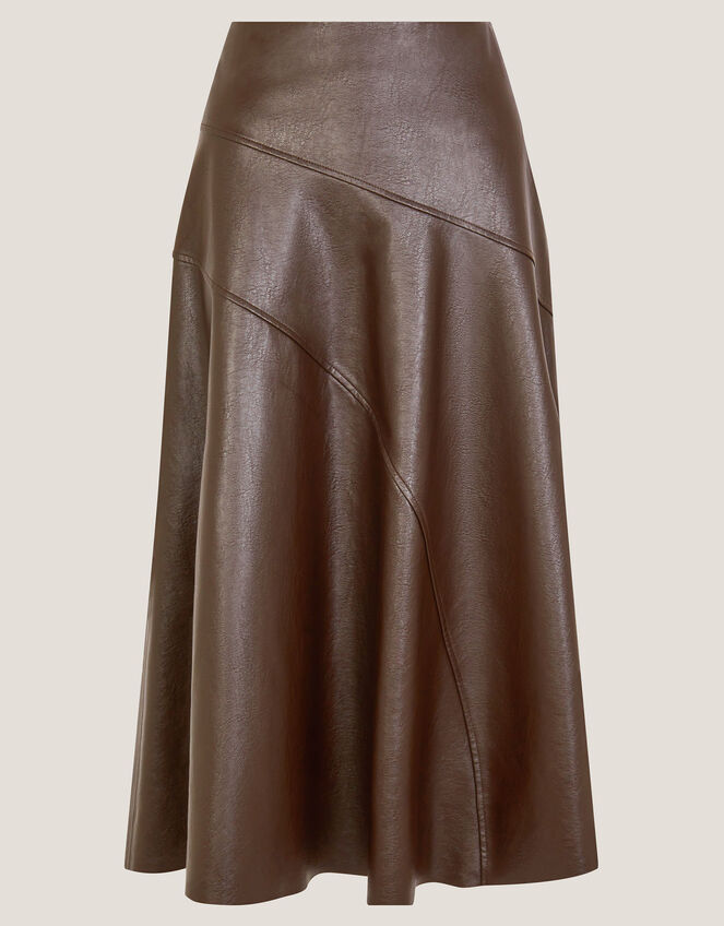 Marnie Faux Leather Midi Skirt Brown | Skirts | Monsoon UK.