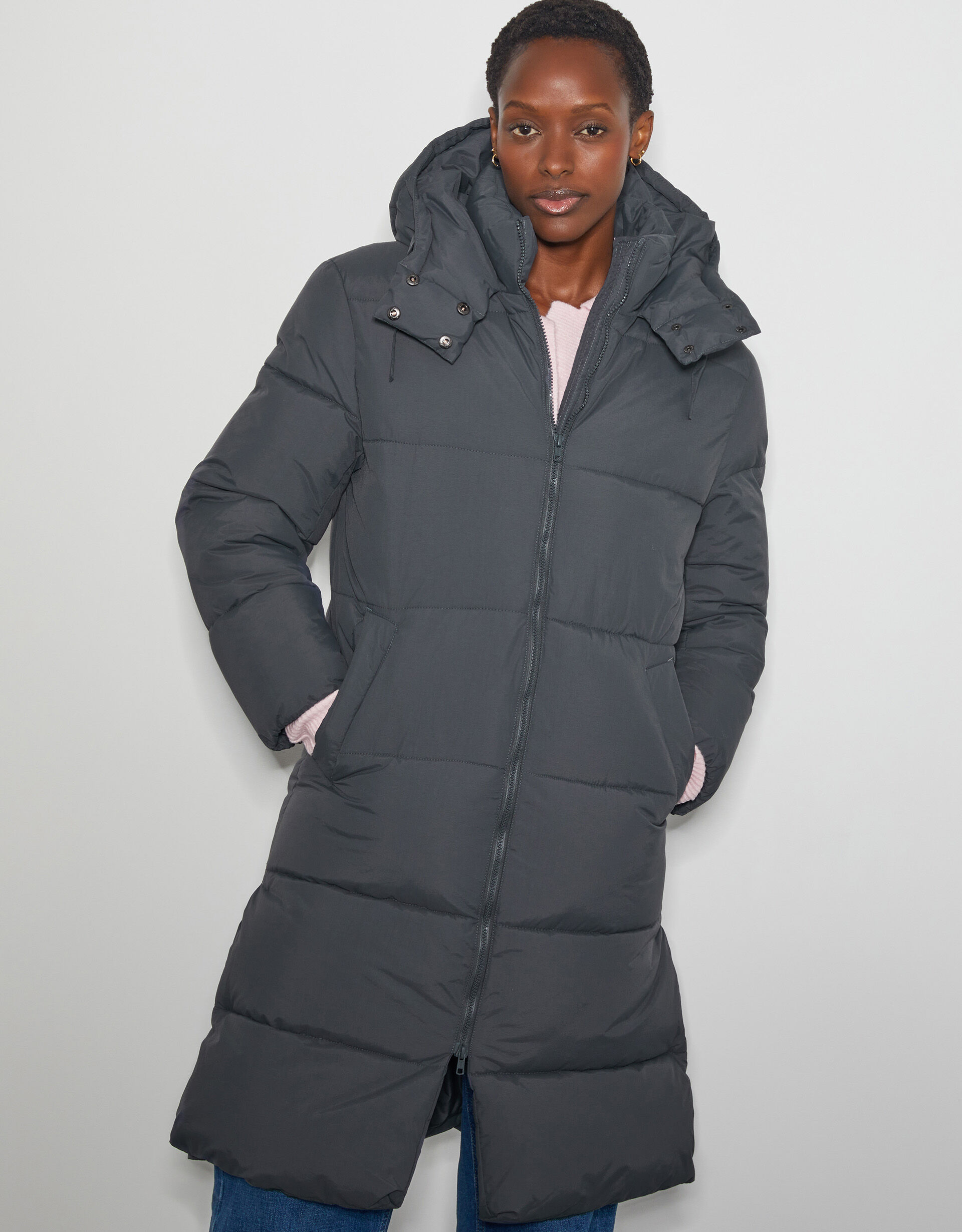 Lissy Long Hooded Puffer Coat Grey