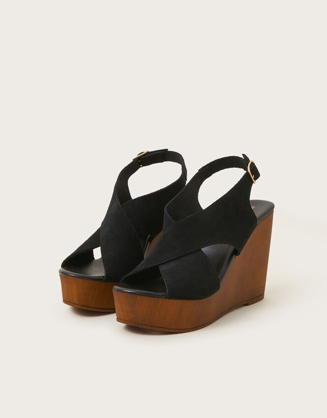 Willow Suede Wedge Sandals Black | Women's Shoes | Monsoon UK.