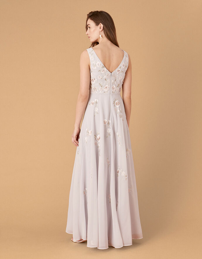 Addison Floral Embroidered Maxi Dress Blue