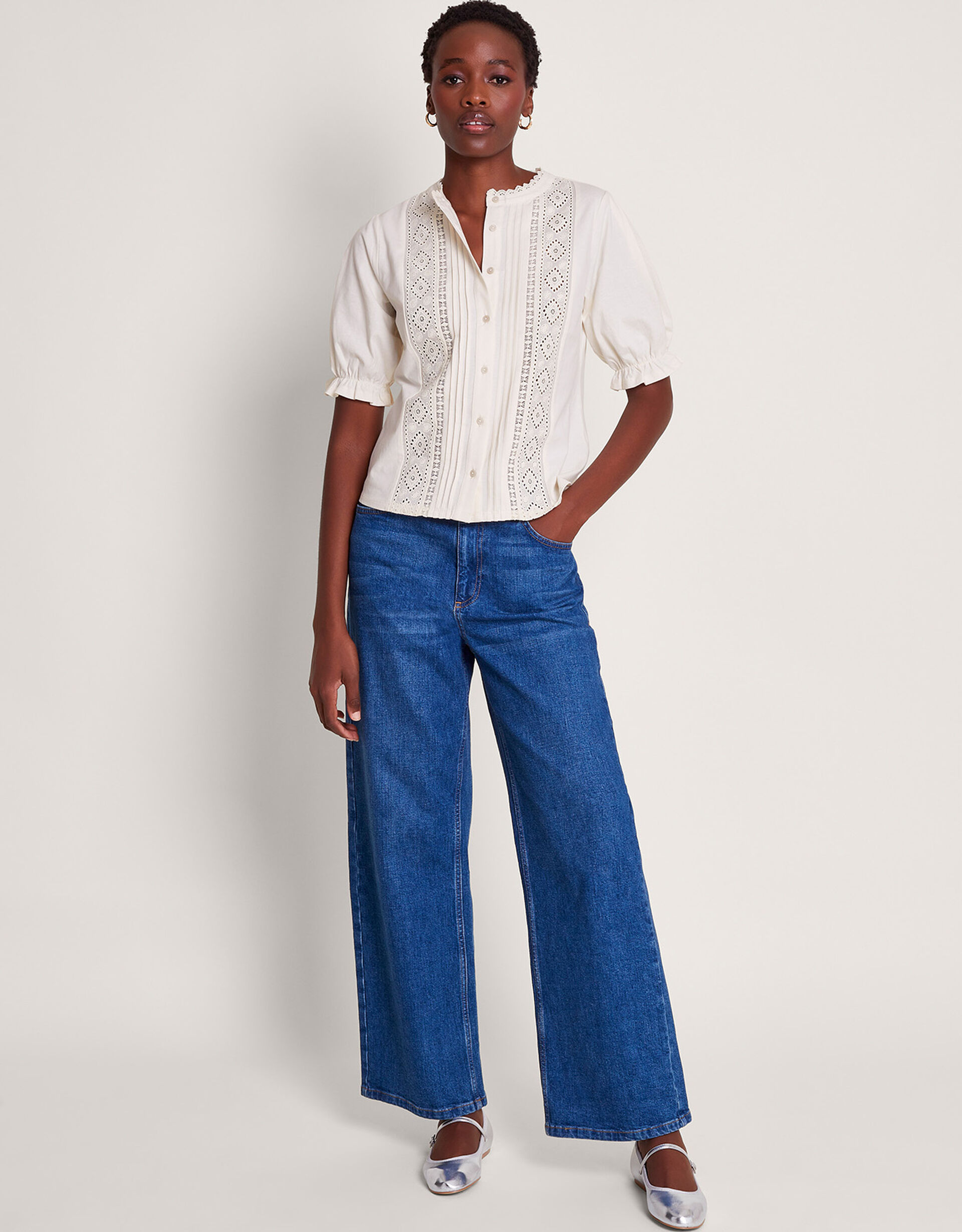 Livvy Lace Trim Top Ivory | Tops & T-shirts | Monsoon UK.