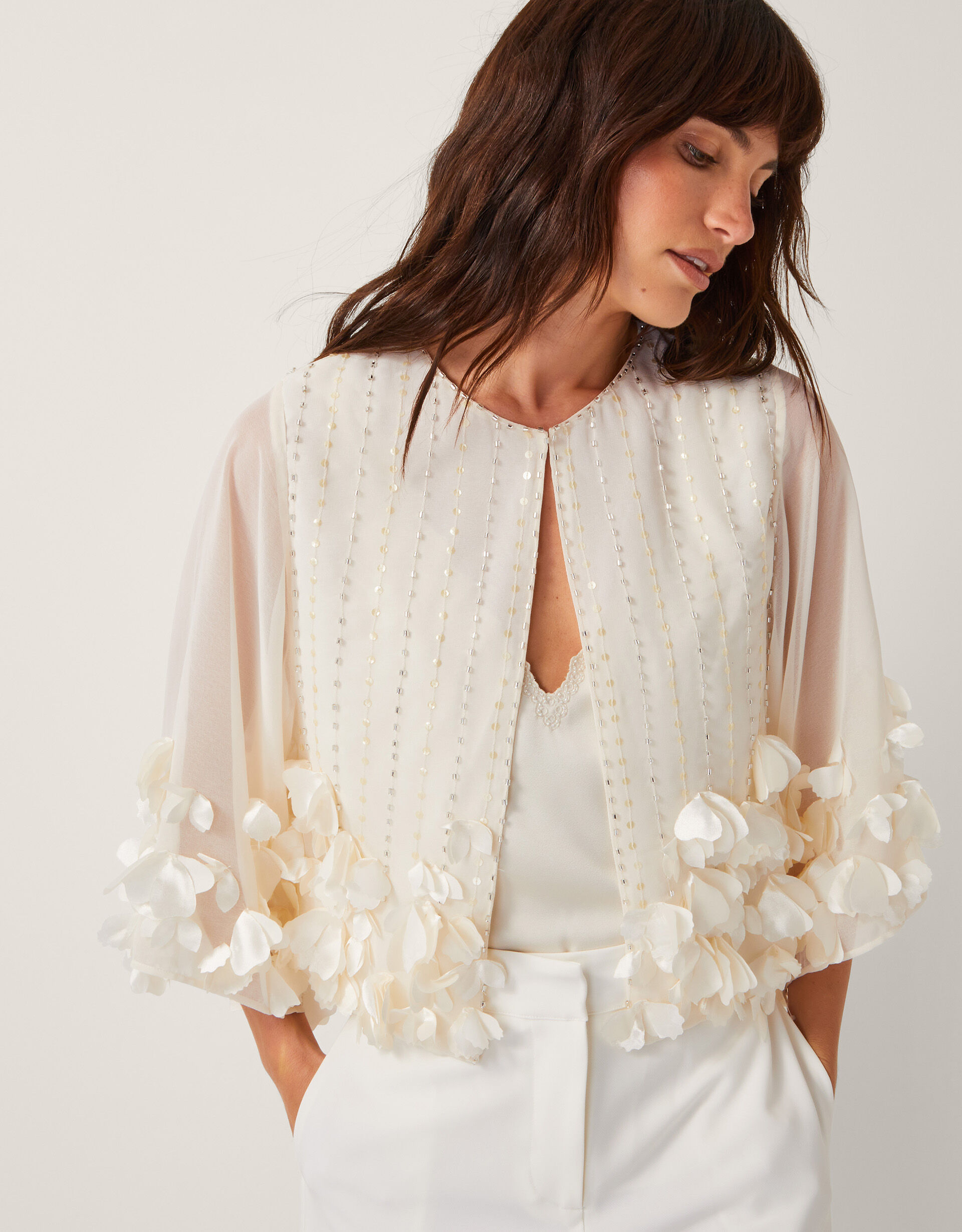 Carly Embellished Floral Cover Up Ivory | Women's Jackets | Monsoon UK.
