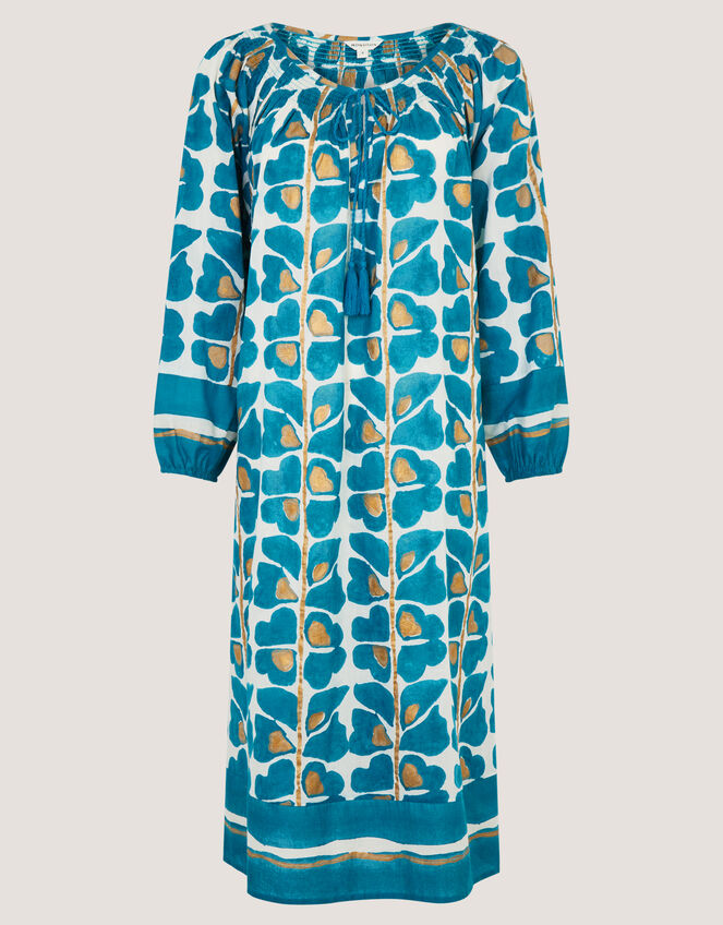 Leila Print Midi Beach Dress Teal