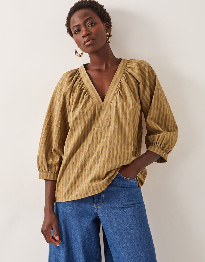 Suzi 3/4 Sleeve Check Top | Tops & T-shirts | Monsoon UK.