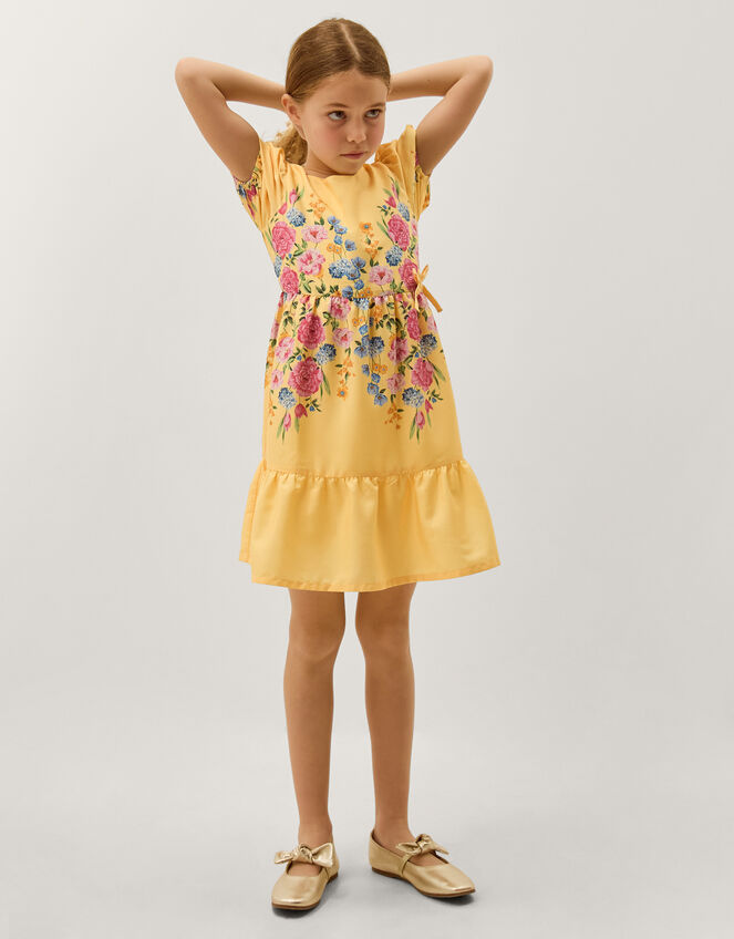 Floral Puff Sleeve Dress Yellow | Girls' Dresses | Monsoon UK.