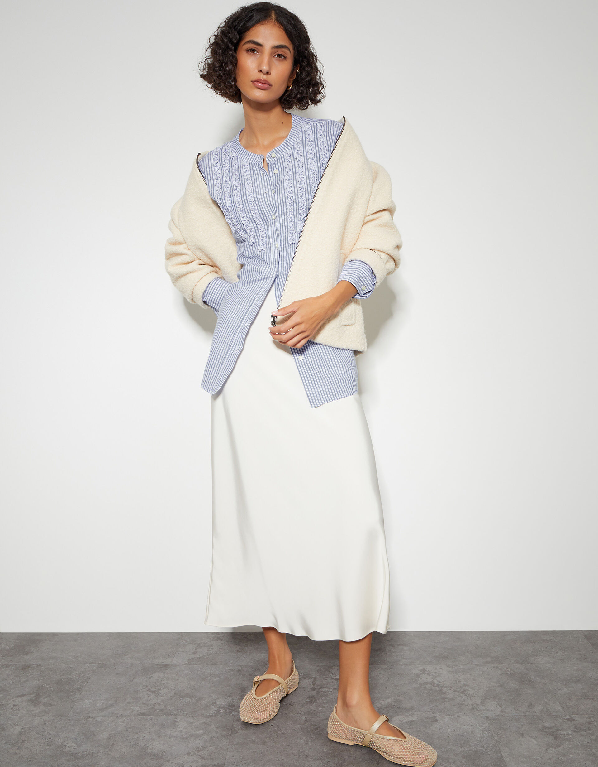 Laura Ruffle Blouse Blue | Tops & T-shirts | Monsoon UK.