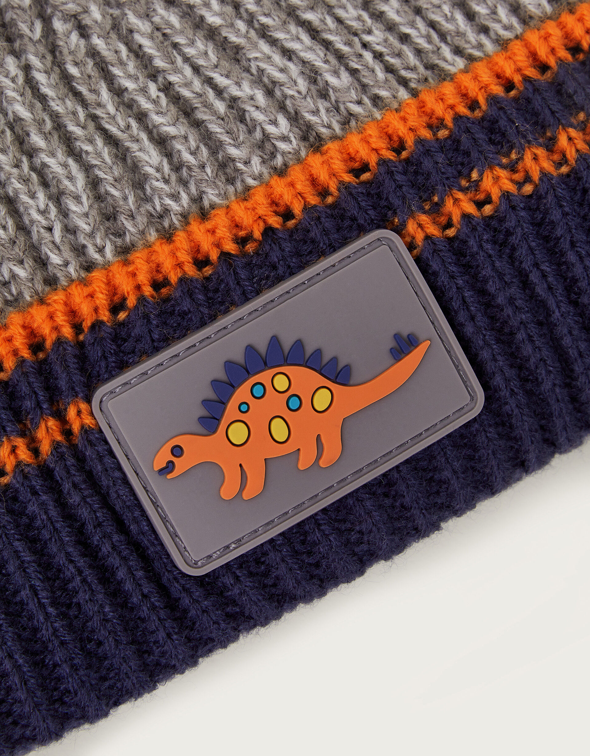 Dinosaur Badge Knit Beanie Hat Grey | Hats, Gloves & Scarves | Monsoon UK.