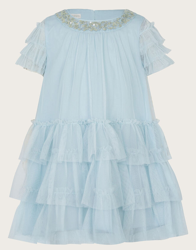 Baby Alexandra Ruffle Dress Blue | Baby Girl Dresses | Monsoon UK.