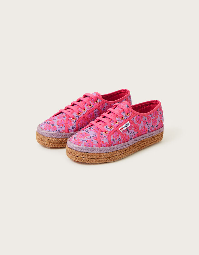 Superga Floral Print Espadrille Trainers Pink