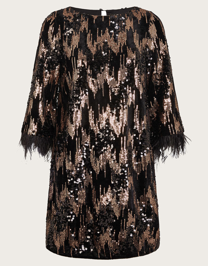 Fern Sequin Tunic Dress Black