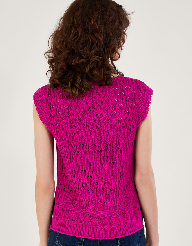 Multi Stitch Pointelle Knitted Vest Pink