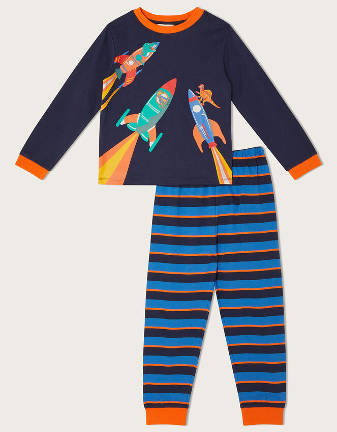 Dinosaur in Rockets Pyjama Set Blue | Boys' Pyjamas | Monsoon UK.