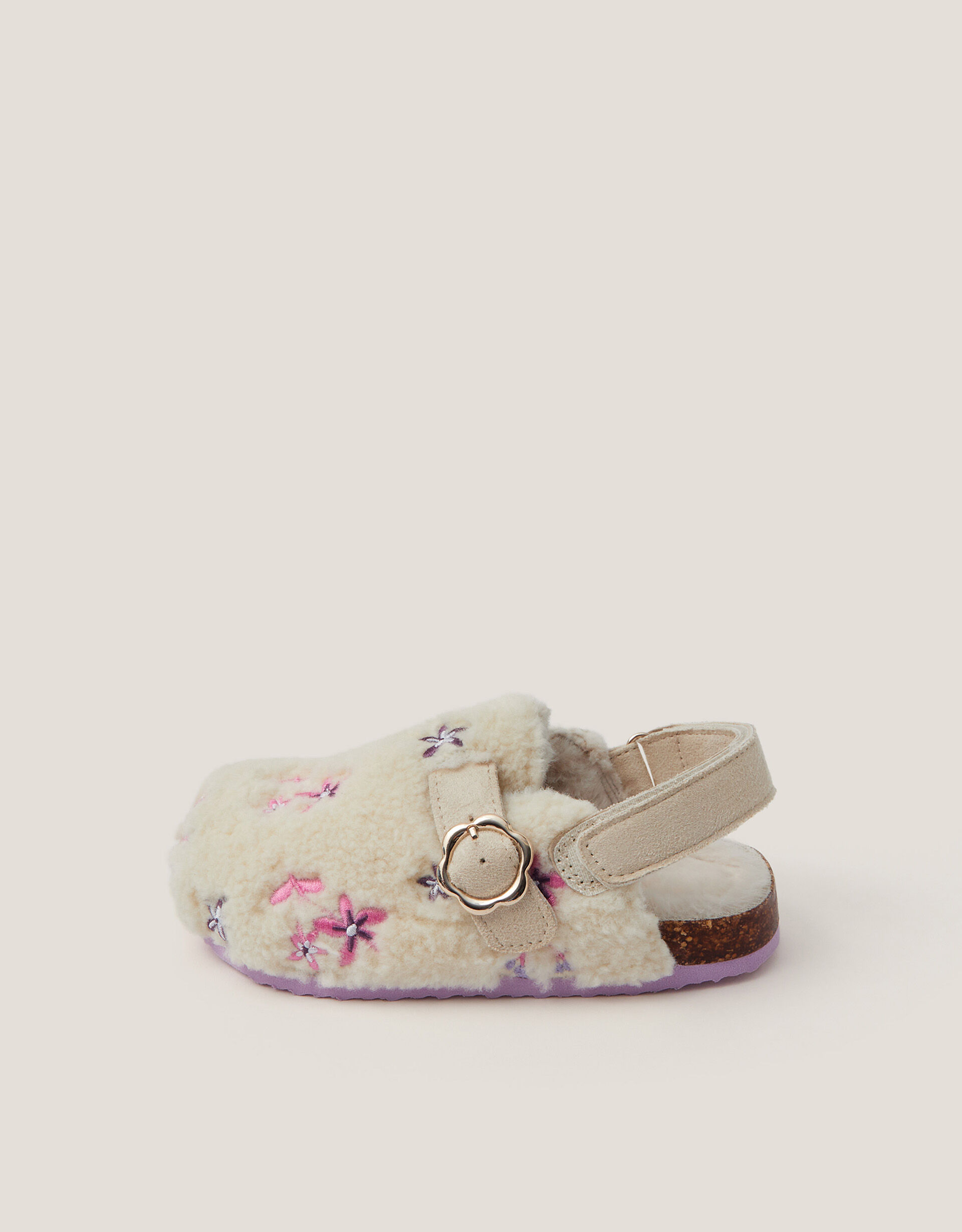 Floral Faux Shearling Clogs Ivory | Girls' Flat Shoes | Monsoon UK.