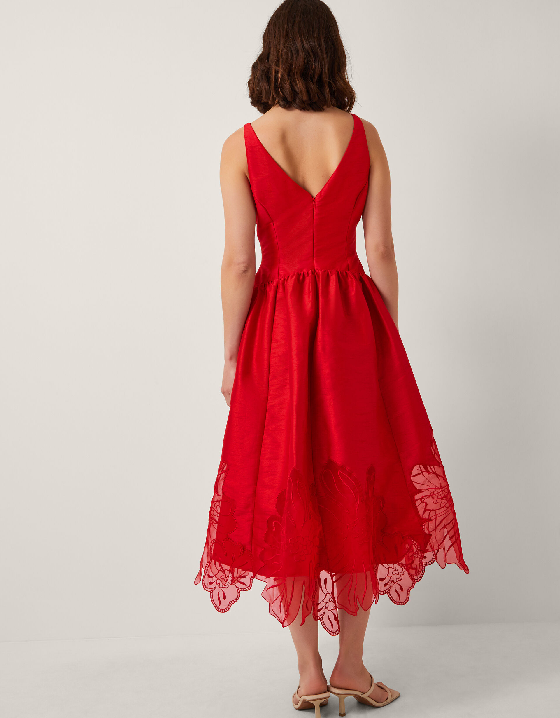 Frida Cutwork Midi Dress Red | Evening Dresses | Monsoon UK.