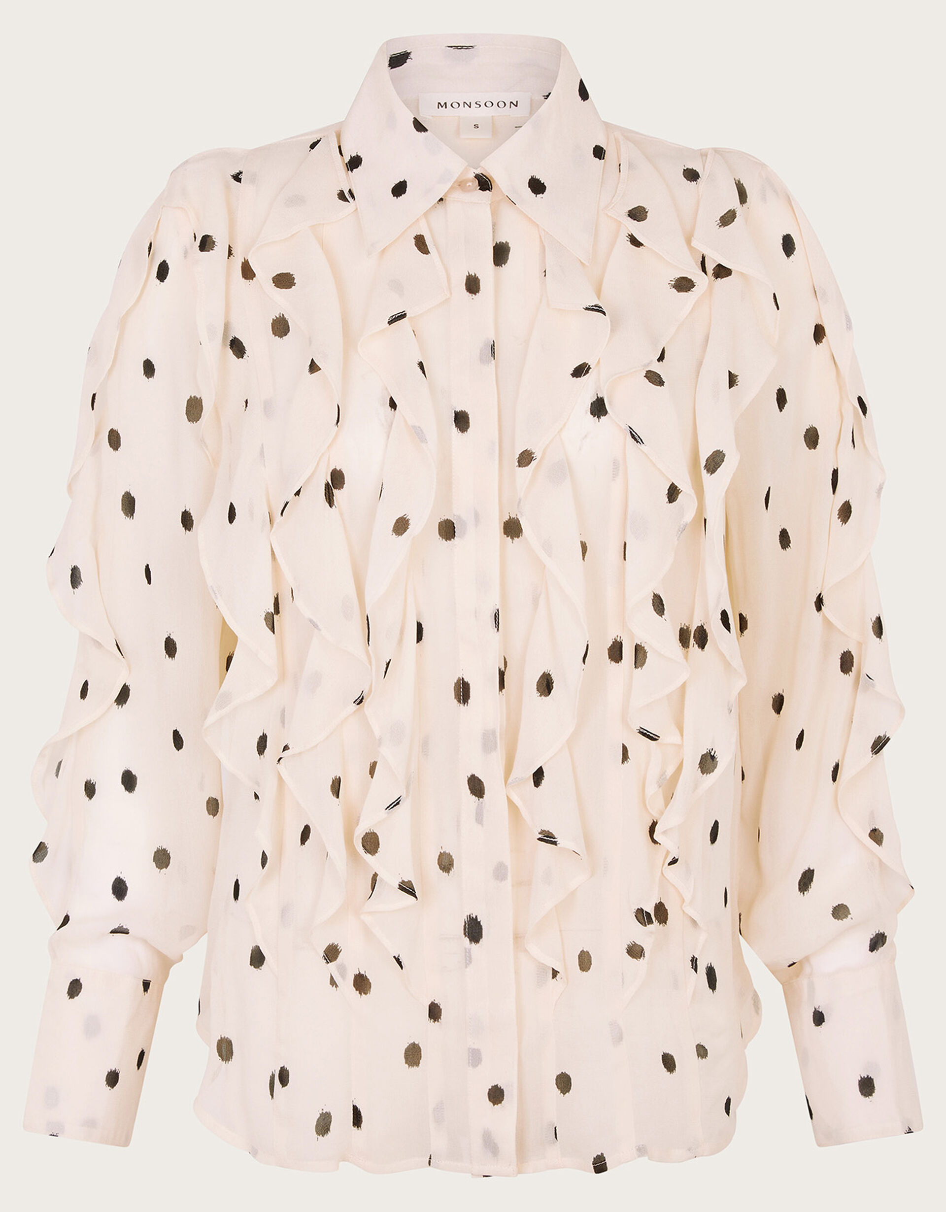 Irene Ruffle Spot Blouse Ivory | Tops & T-shirts | Monsoon UK.