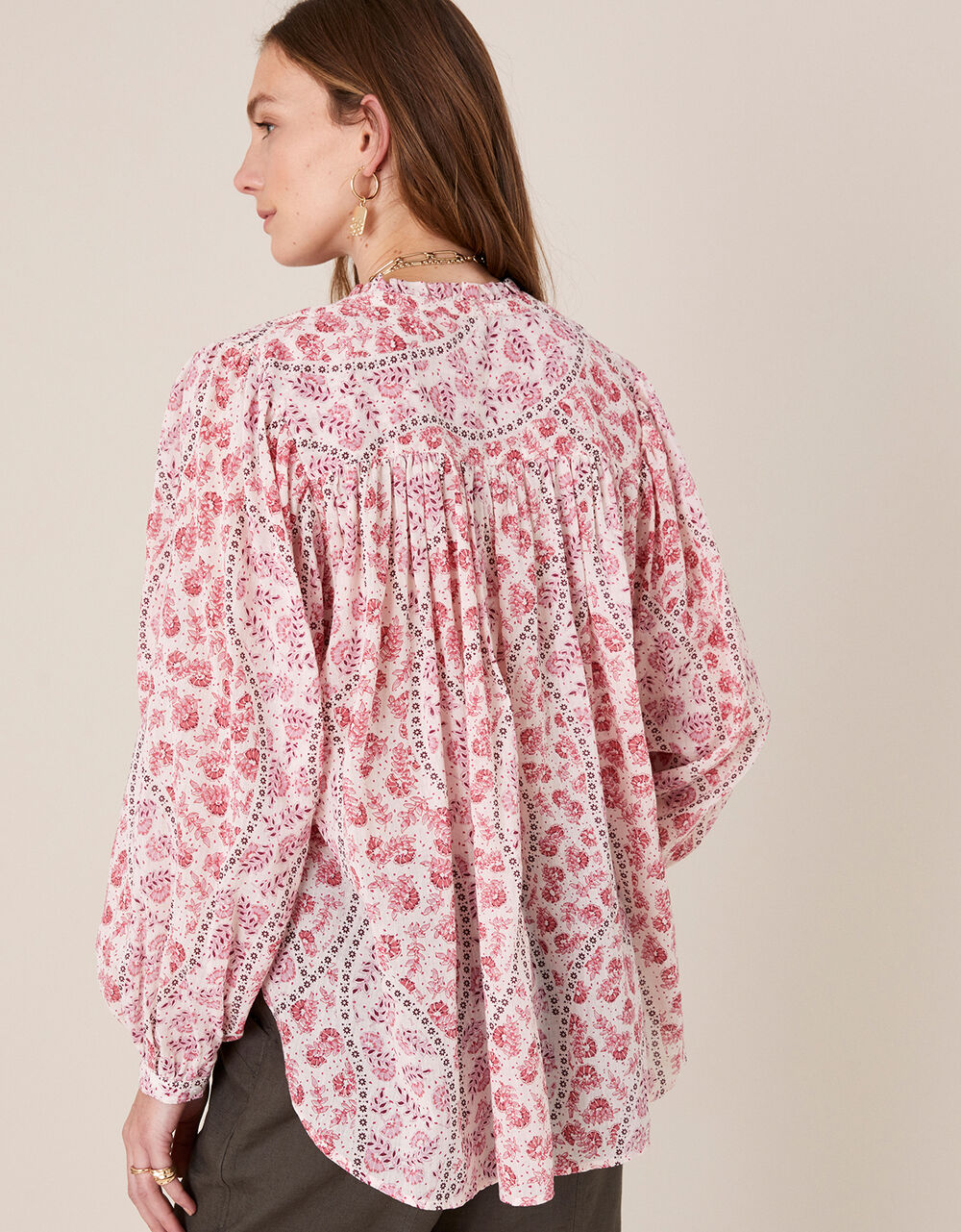 Printed Blouse in Pure Cotton Ivory | Tops & T-shirts | Monsoon UK.