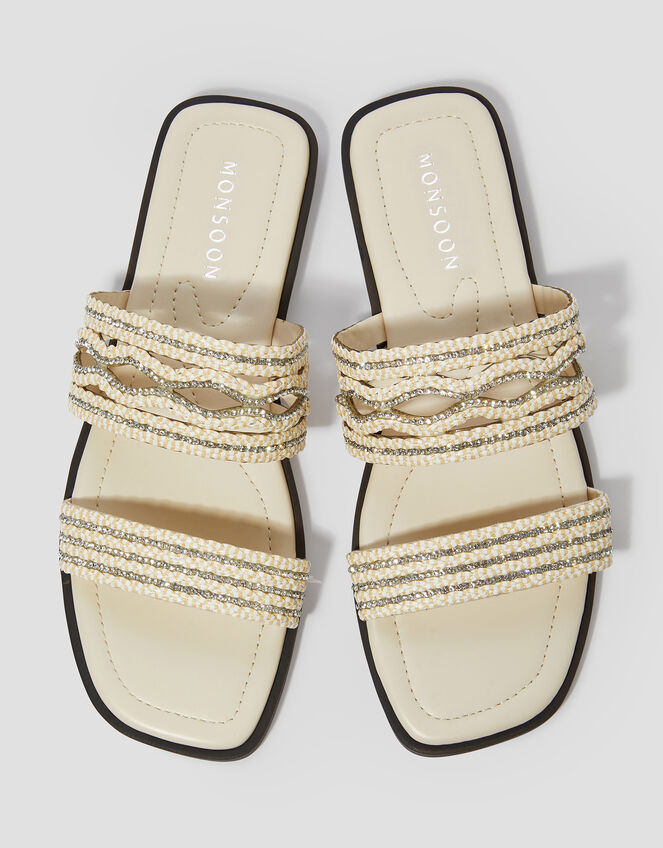 Macy Diamante Strap Slide Sandals Cream | Women's Shoes | Monsoon UK.