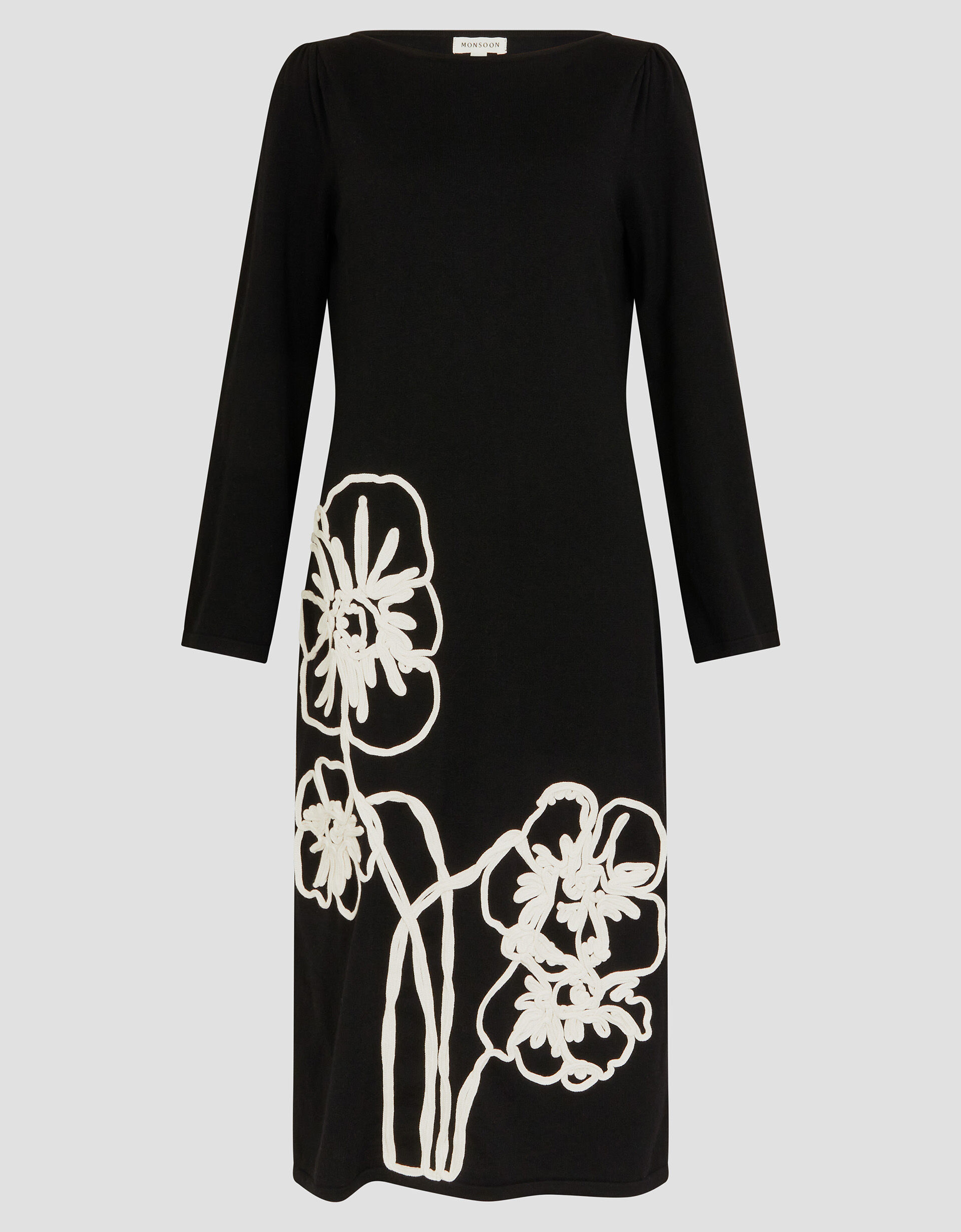 Cee Cornelli Embroidered Knit Dress Black | Knit Dresses | Monsoon UK.