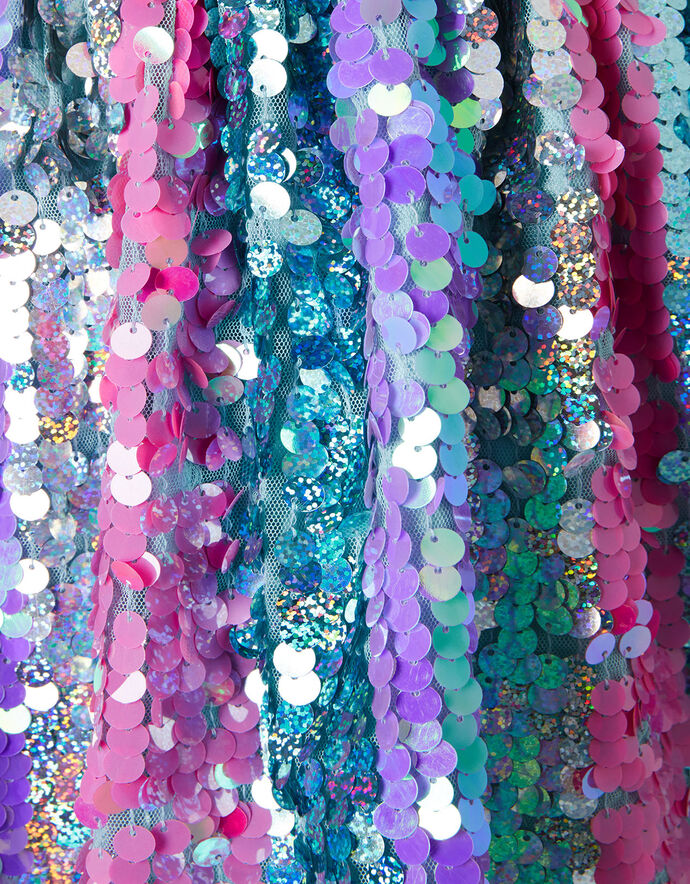 Multicolour Sequin Stripe Skirt Multi