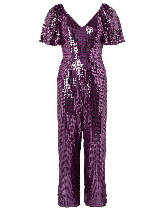 Harriette Heart Sequin Jumpsuit Purple