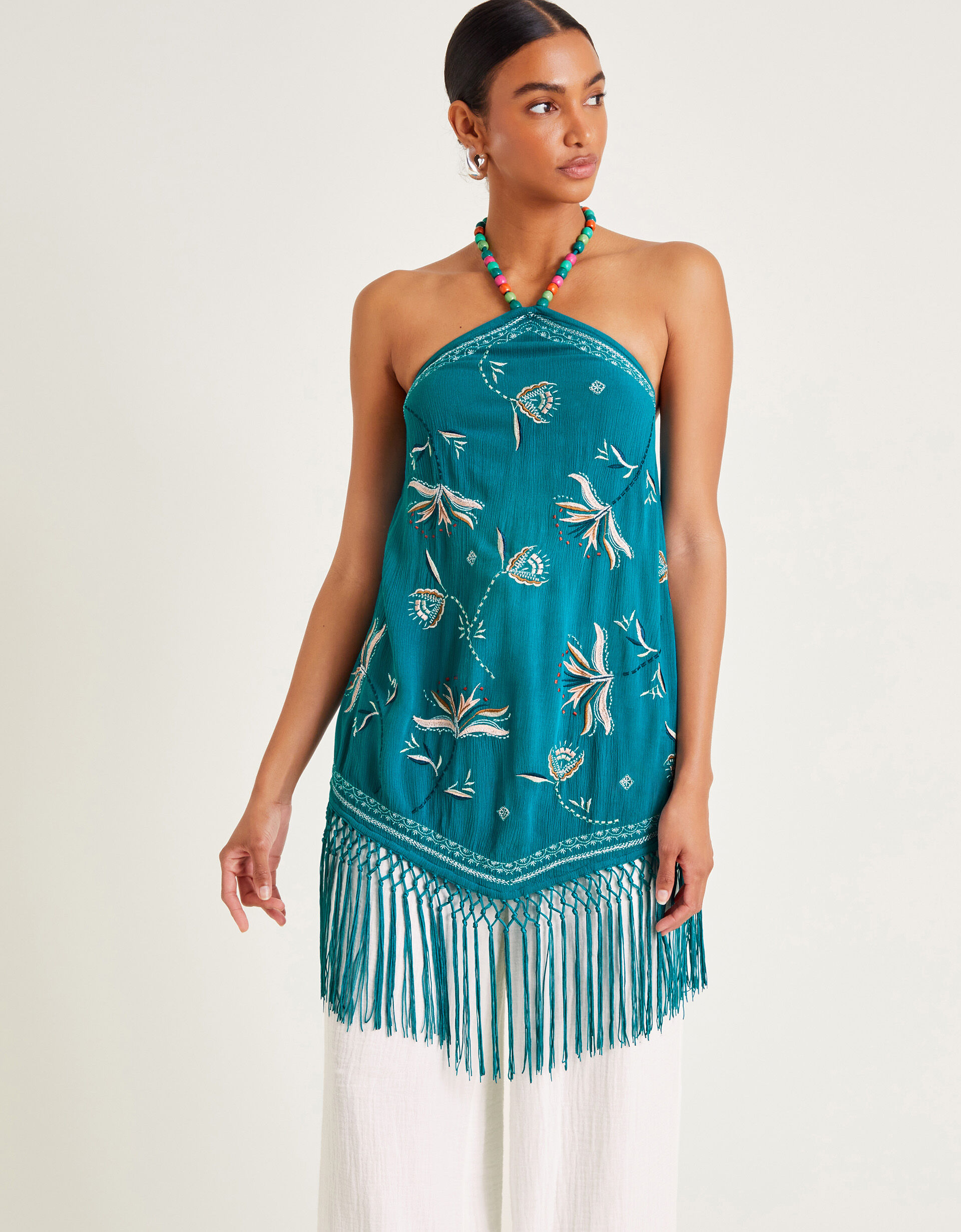 Liza Embellished Tassel Halter Top Teal | Vests, Camisoles And ...