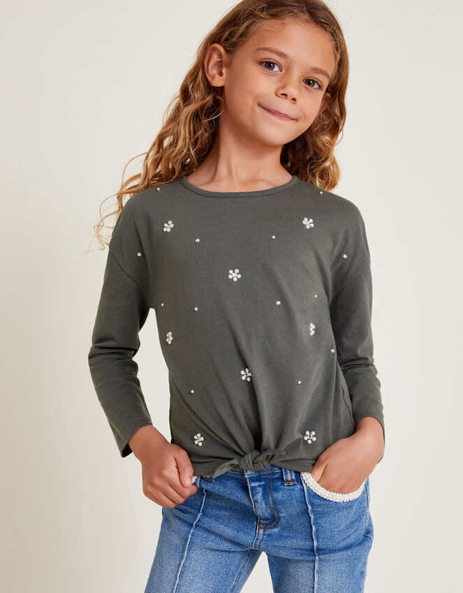 Embellished Long Sleeve Top Grey | Girls' Tops & T-shirts | Monsoon UK.