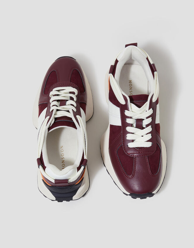 Tyra Faux Leather Trainers Red | Women's Shoes | Monsoon UK.