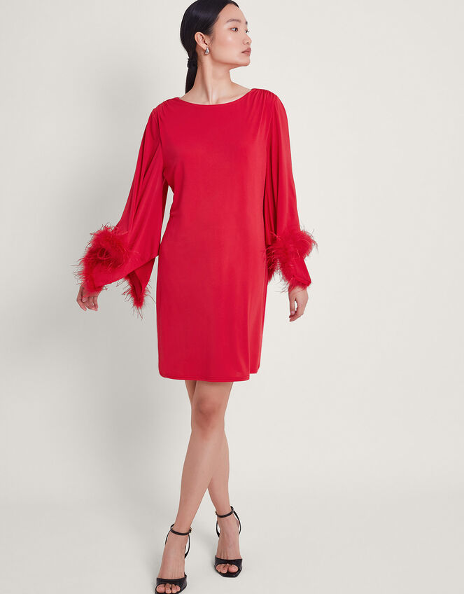 Fi Feather Tunic Dress Red | Day Dresses | Monsoon UK.