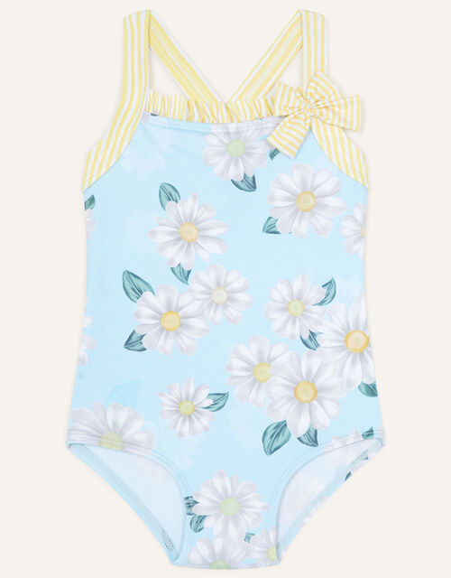 Baby Daisy Print Ruffle Swimsuit Blue | Baby Girl Beach & Swimwear ...