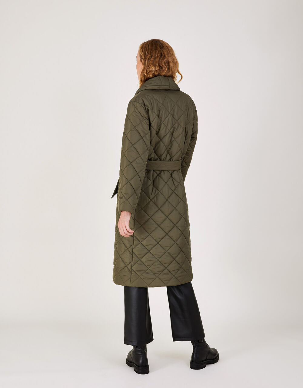 Penelope Belted Quilted Coat with Recycled Polyester Brown | Coats ...