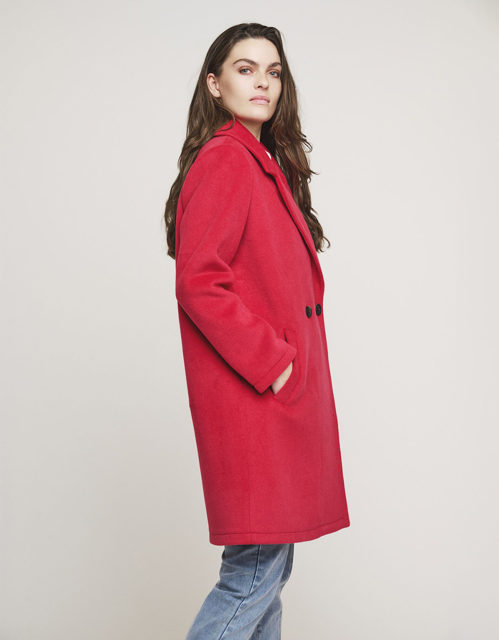 Rino and Pelle Double-Breasted Coat Red