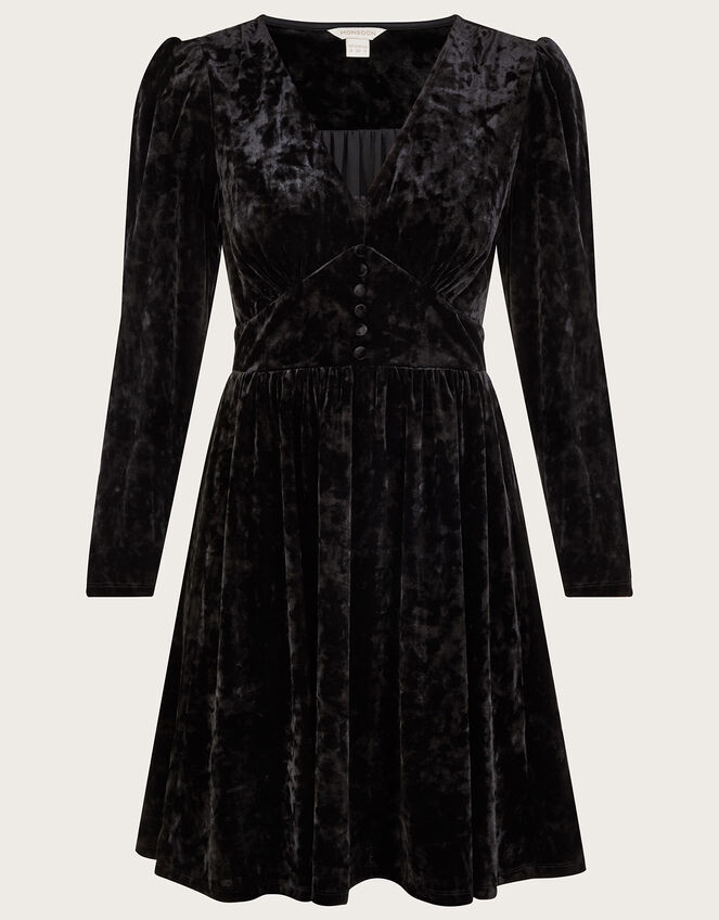 Abby Crushed Velvet Short Dress Black | Dresses | Monsoon UK.