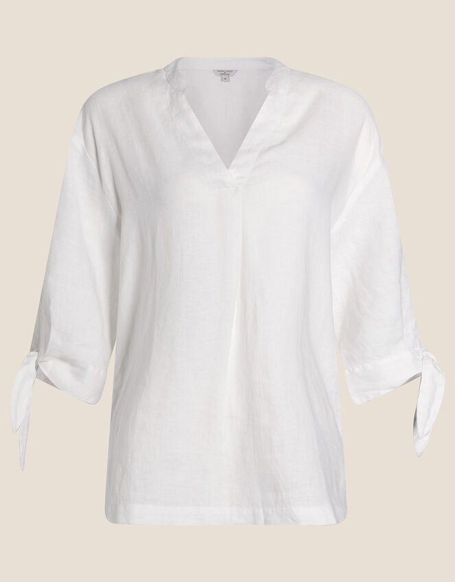 Tie Cuff Linen Tee White | Tops & T-shirts | Monsoon UK.