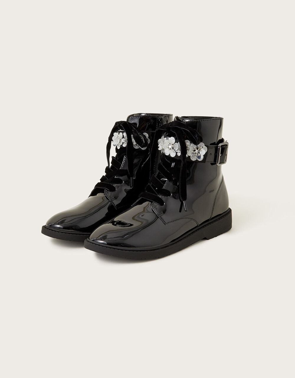 Flo Sequin Biker Boots Black | Girls' Boots | Monsoon UK.