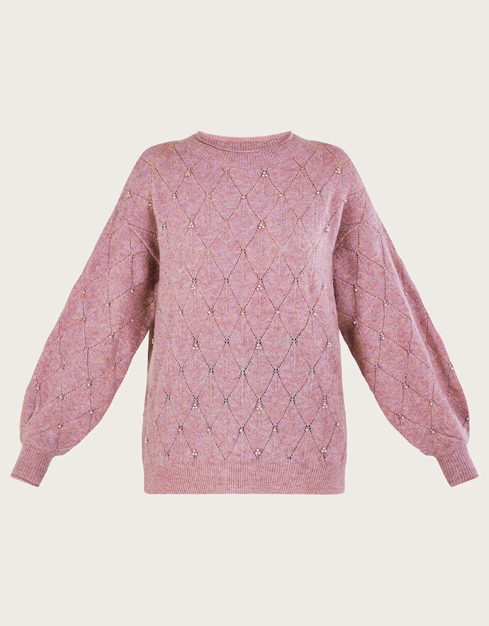 Pearl Detail Jumper Pink | Jumpers | Monsoon UK.