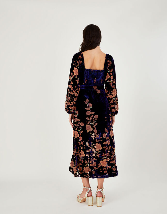 Daphne Devore Velvet Wrap Dress Blue