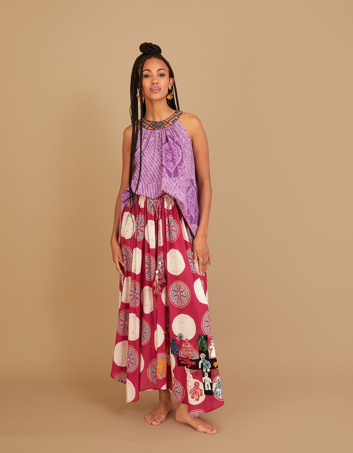 Sunana Batik Embroidered Hanky Hem Skirt Pink | Skirts | Monsoon UK.