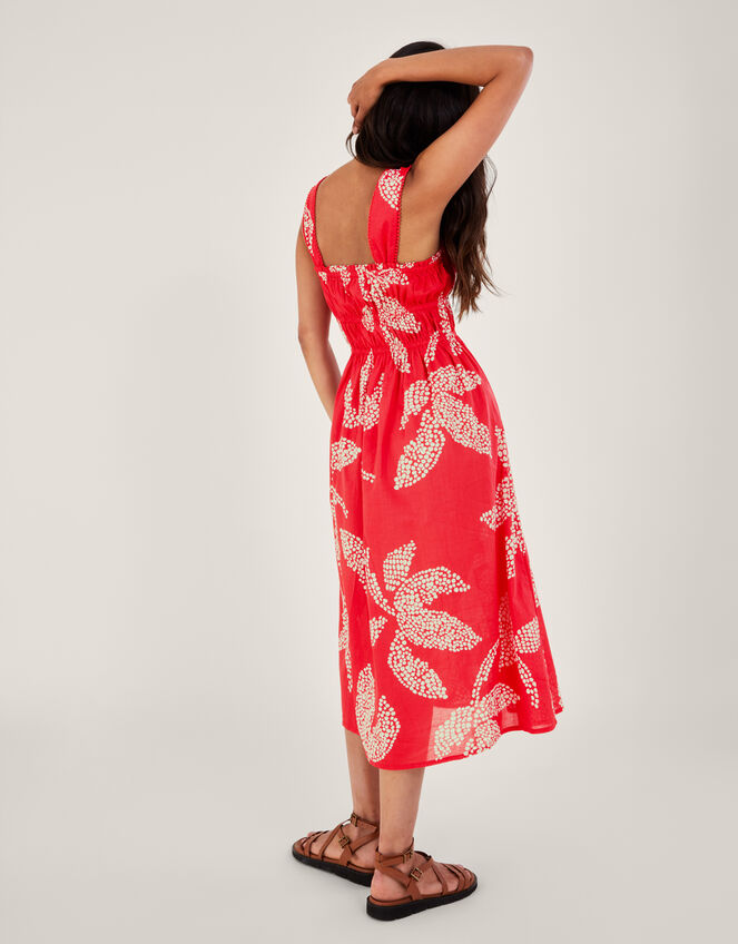 Palm Spot Print Midi Sundress Red