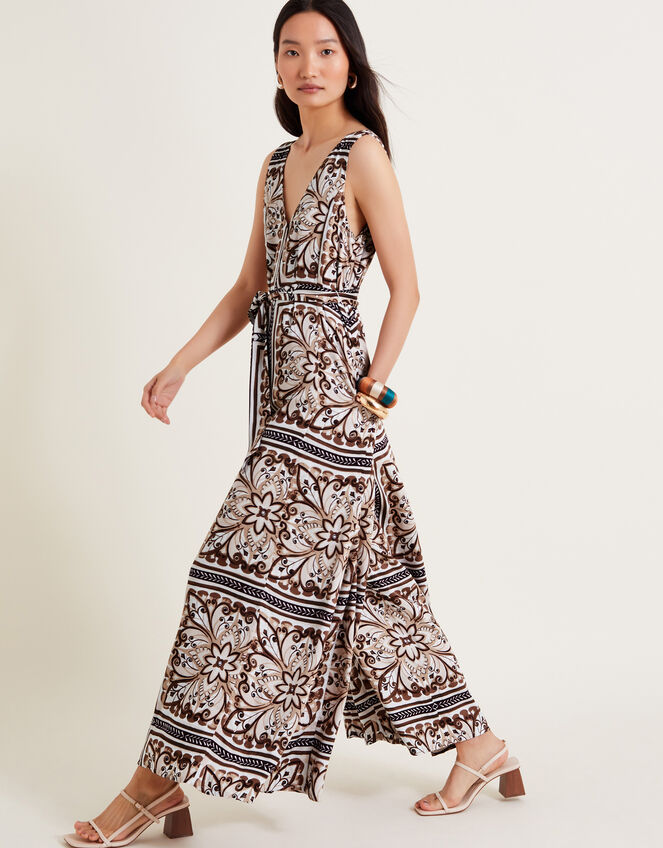 Emilia Wide Leg Jumpsuit Brown | Jumpsuits | Monsoon UK.