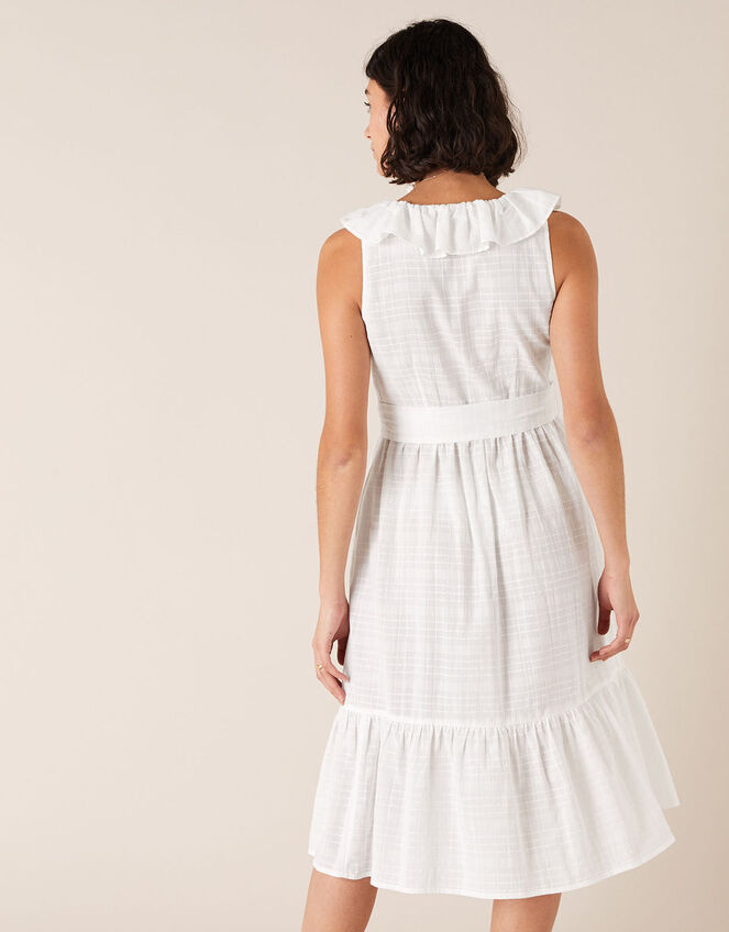Ruffle Neck Dress in Organic Cotton White
